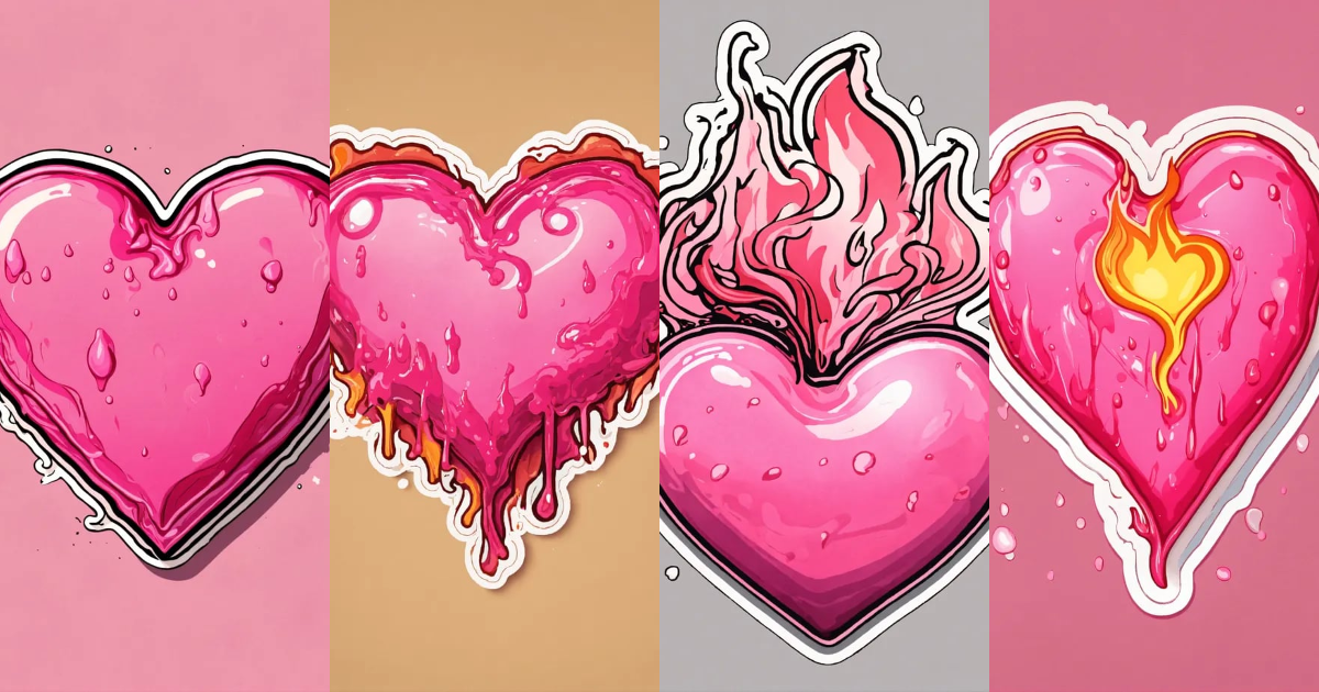 Lexica - Sticker, burning pink heart, melting pink heart, cute ...