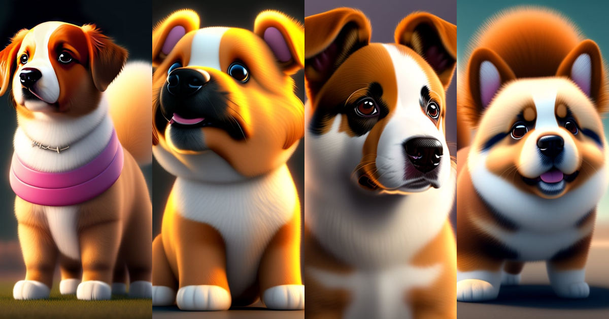 Lexica - Design me one cute, soft, fluffy, charming dog character that ...