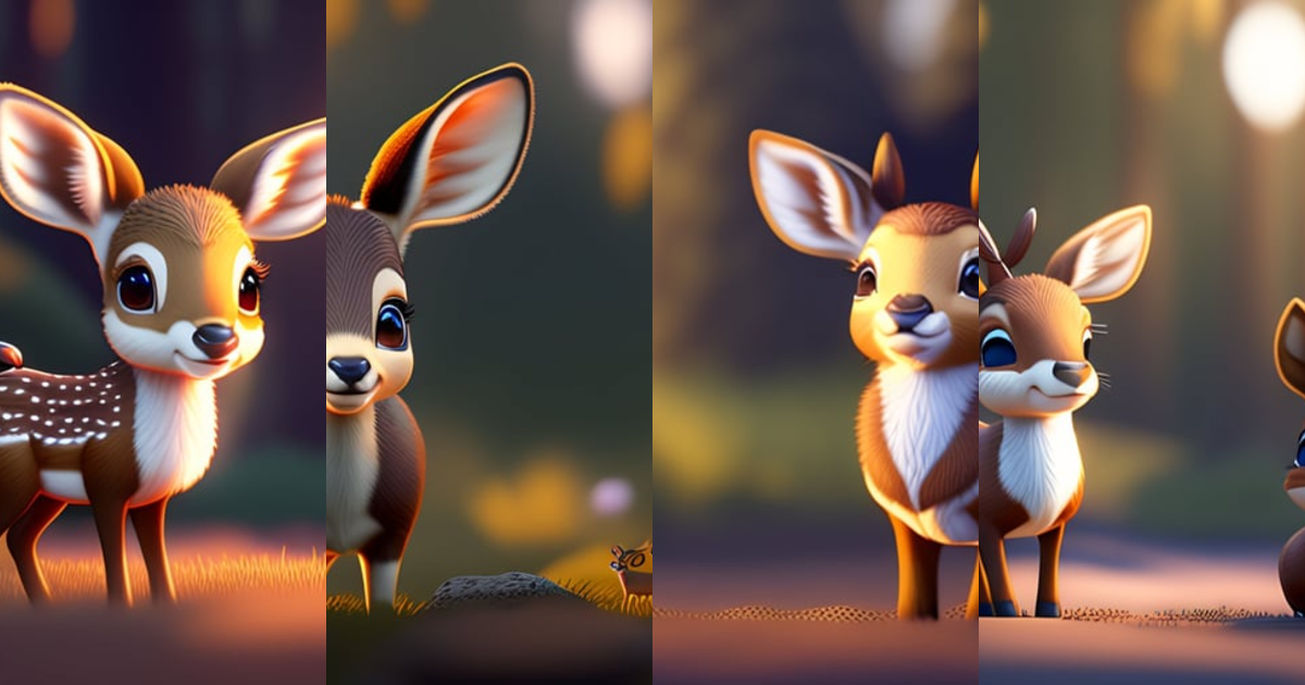 Lexica - Cute adorable little bambi deer waving and smiling greeting me ...