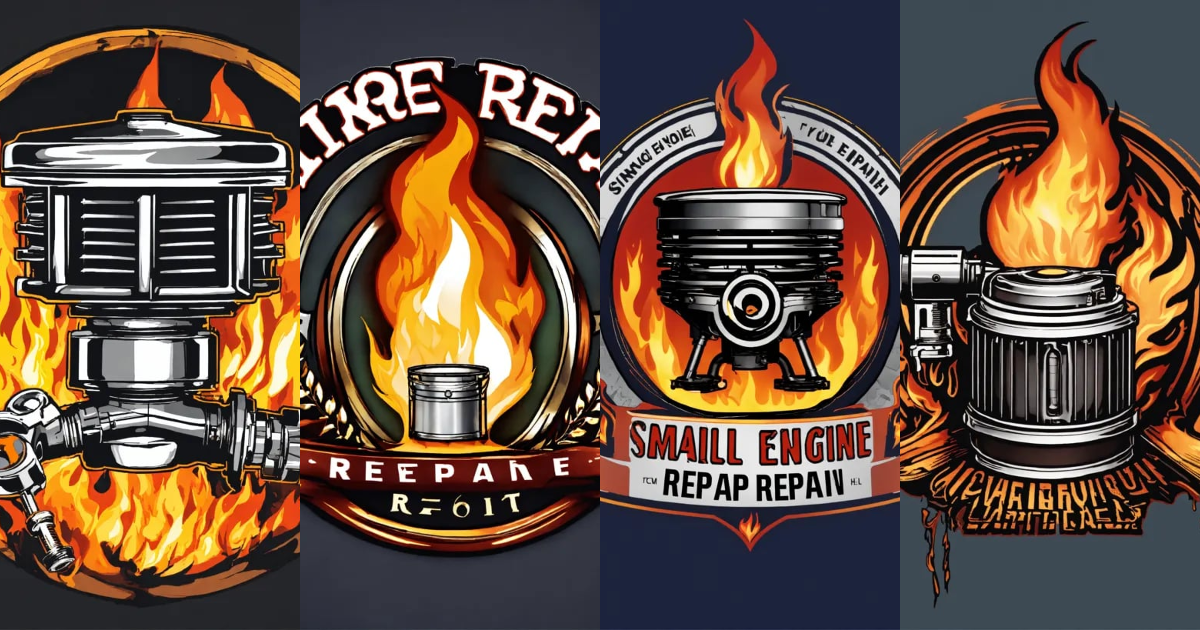 Lexica - Small engine repair logo with single engine piston on fire