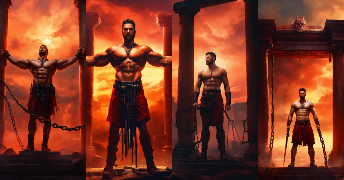 Lexica - Bound strong athletic huge handsome god prisoner, captive ...