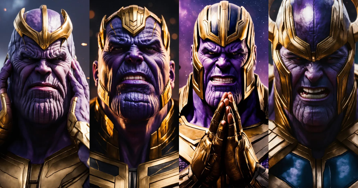 Lexica - Ultra-realistic image of Thanos covering his ears with his ...