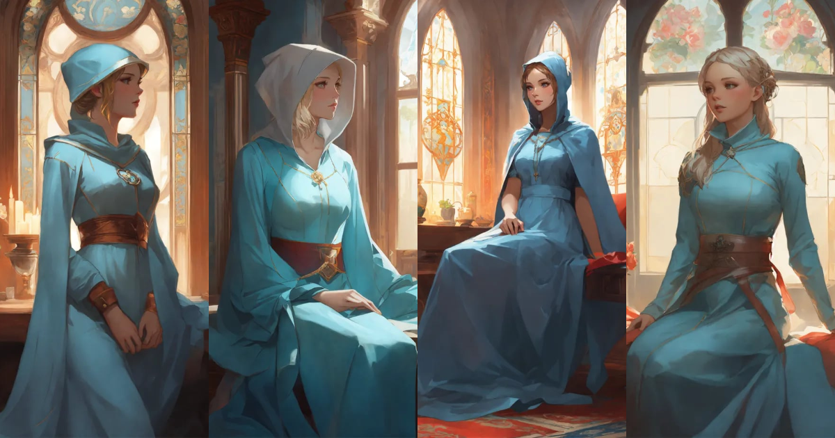 Lexica - Handmaid Medieval in a room, light blue clothes, art by ...