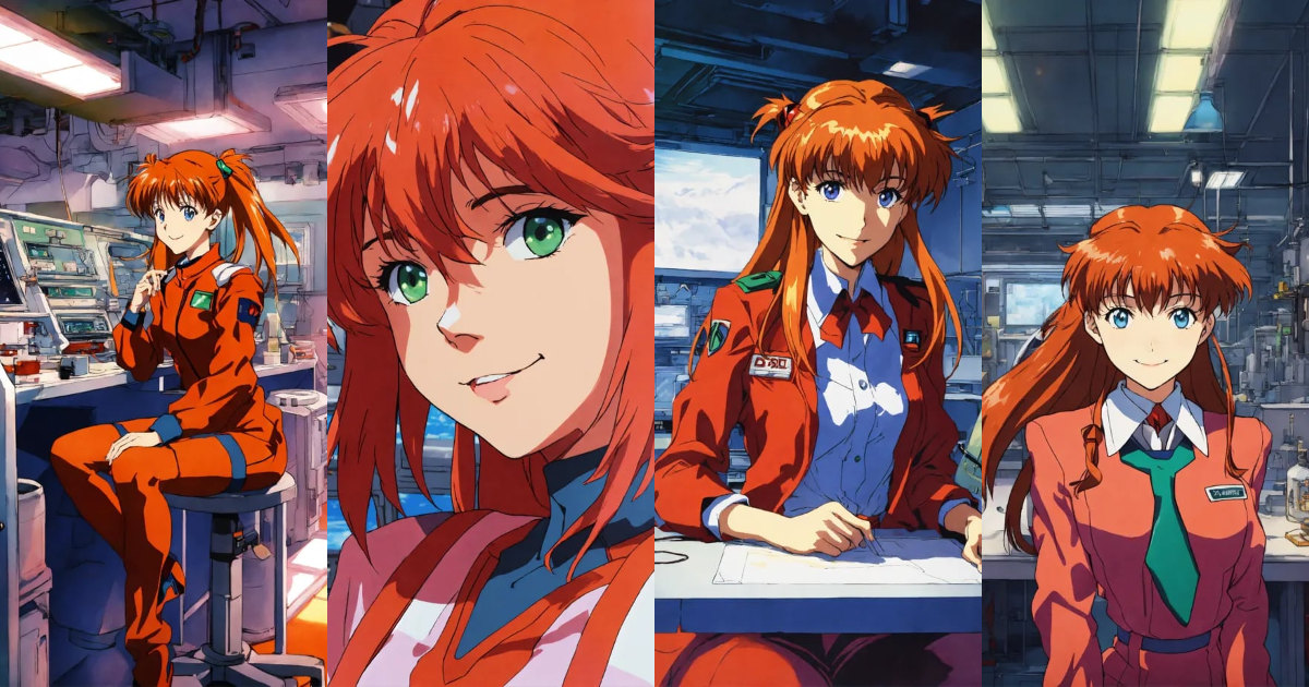 Lexica - Anime illustration of smiling happy Asuka Langley Soryu from ...