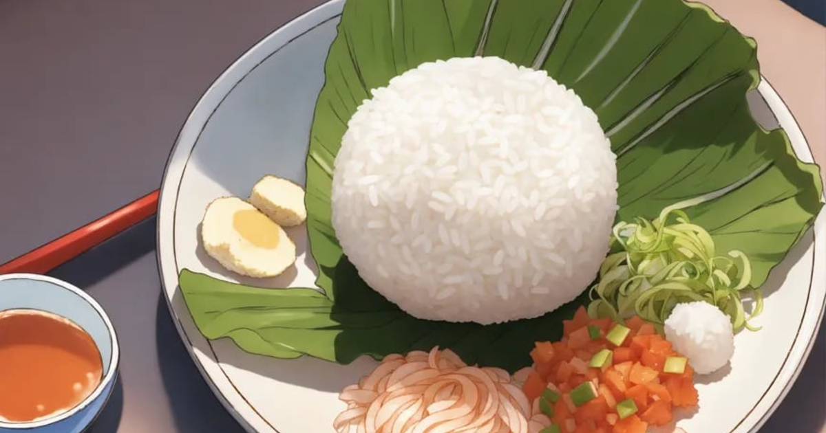 Lexica - A woman rolled a rice ball, anime style.