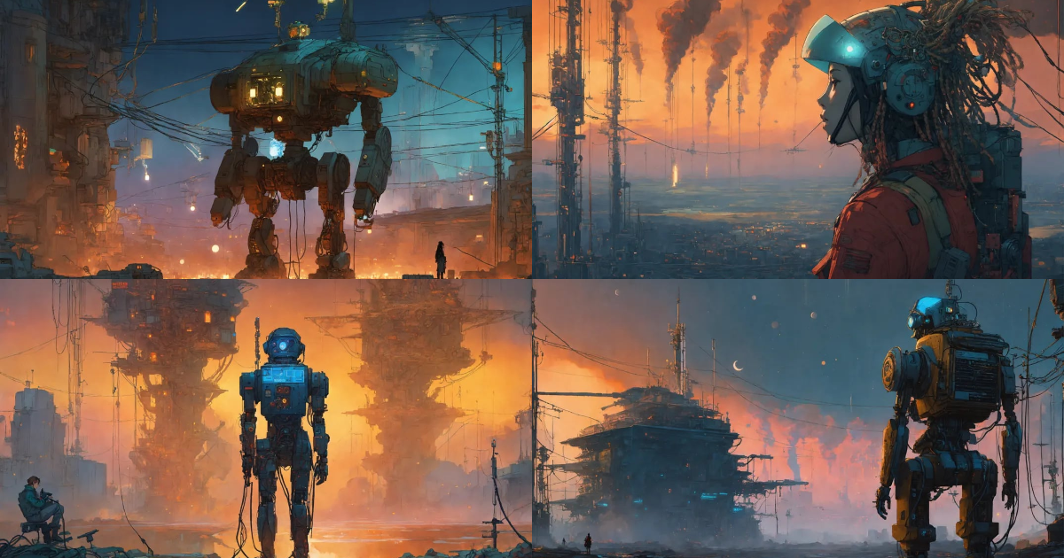 Lexica - [a robot dreadlocks made of wires smoking] [moonscape ...