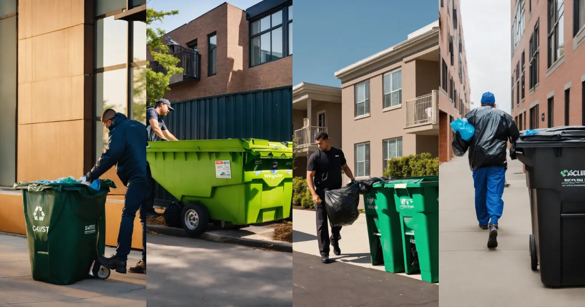 Lexica - A photo of a man taking a garbage bag out to a dumpster behind ...