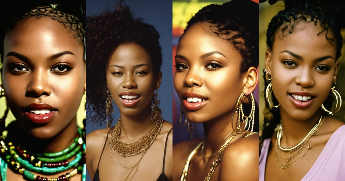 Lexica - Early 2000s african american female with tounge out, hoop earings