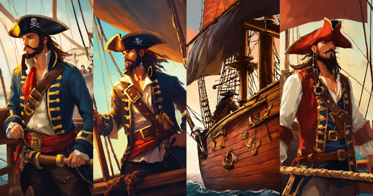 Lexica - Create a pirate crew on the ship doing stuff, side view ...
