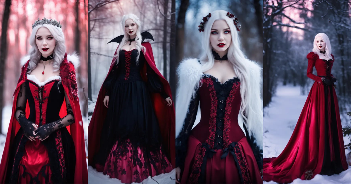 Lexica - Pale woman with bright big red eyes, vampire, fangs, pretty ...