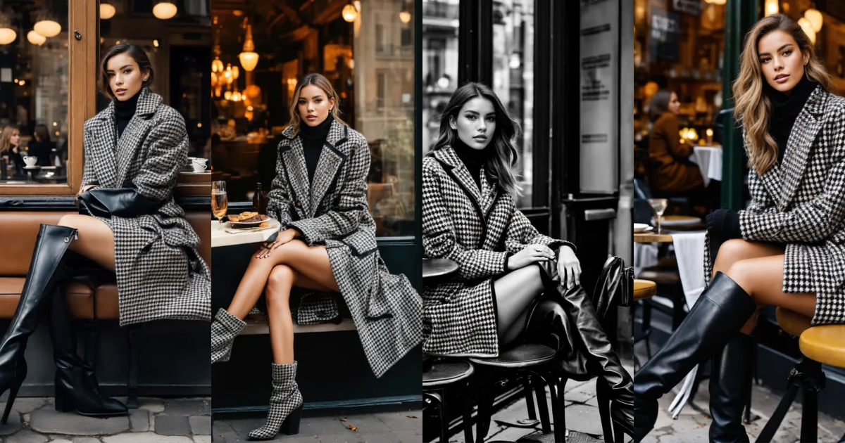 Lexica - A chic female model sits at a quaint café in the Marais ...