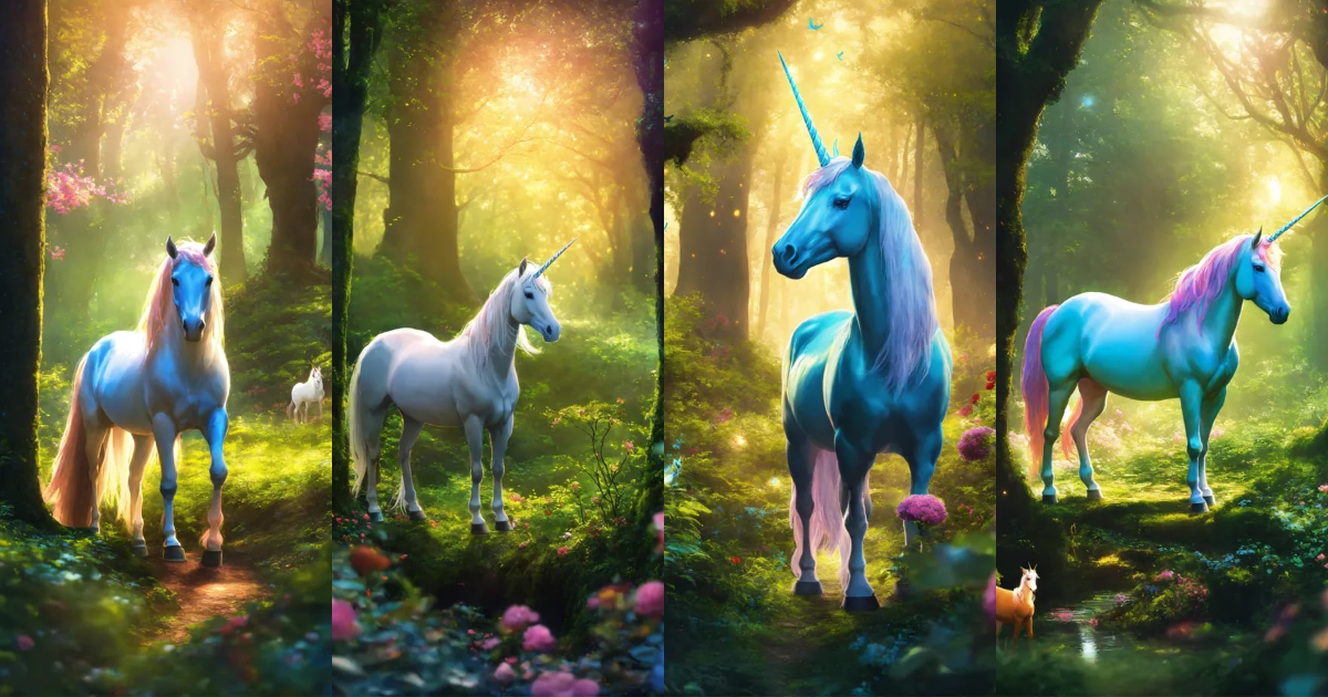 Lexica - A secret is revealed in an enchanted forest with unicorns in the digital realm.