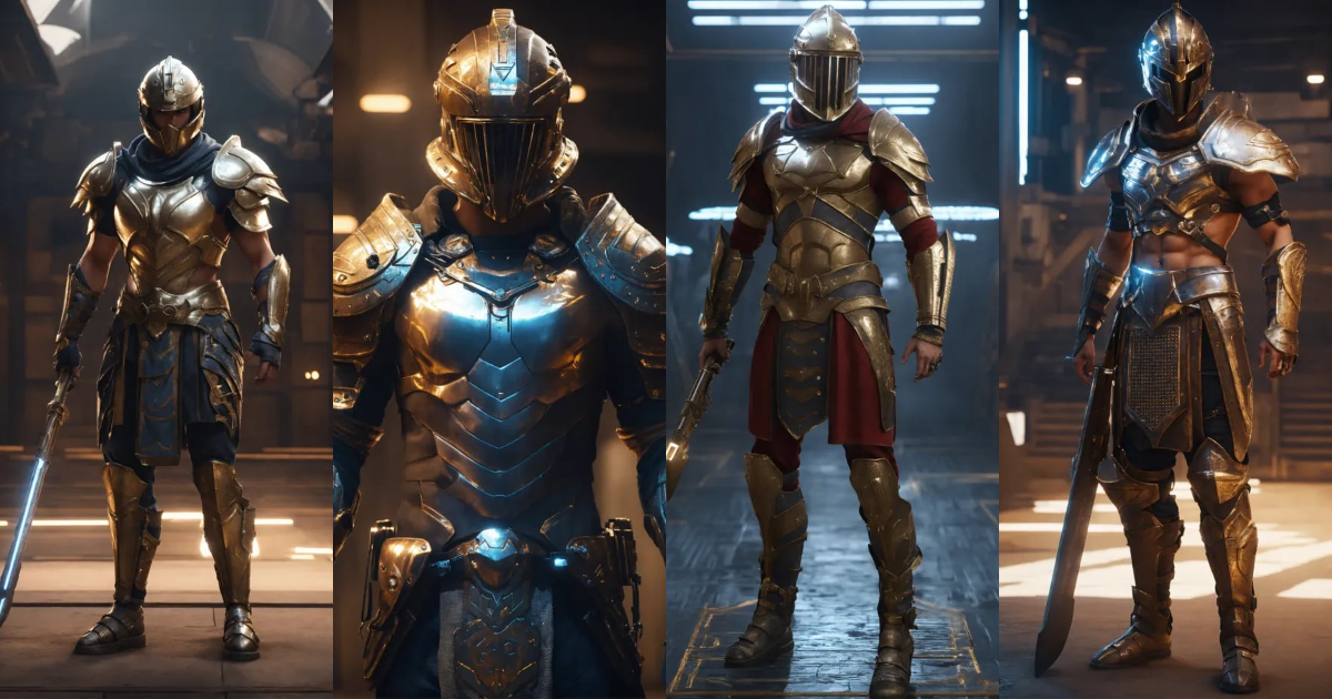 Lexica - Full body of a sci fi gladiator, male, slender body ...