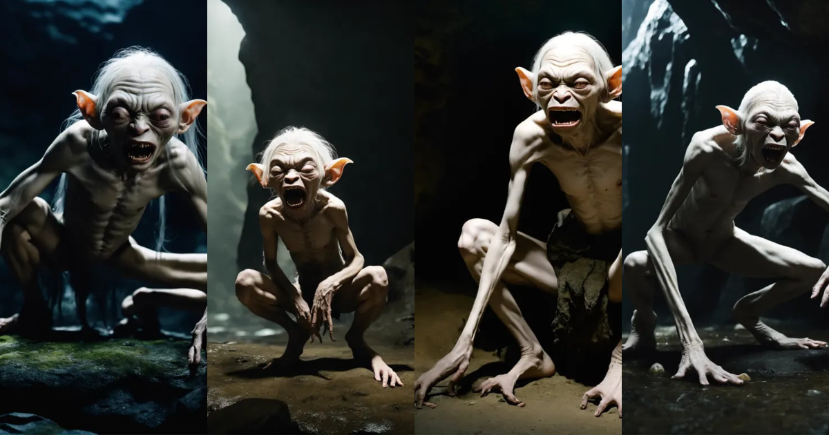 Lexica - An ultrarealsitic dark picture of a Gollum-like creature with ...