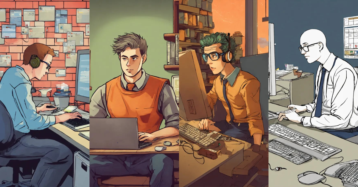 Lexica - Idiot working at a computer