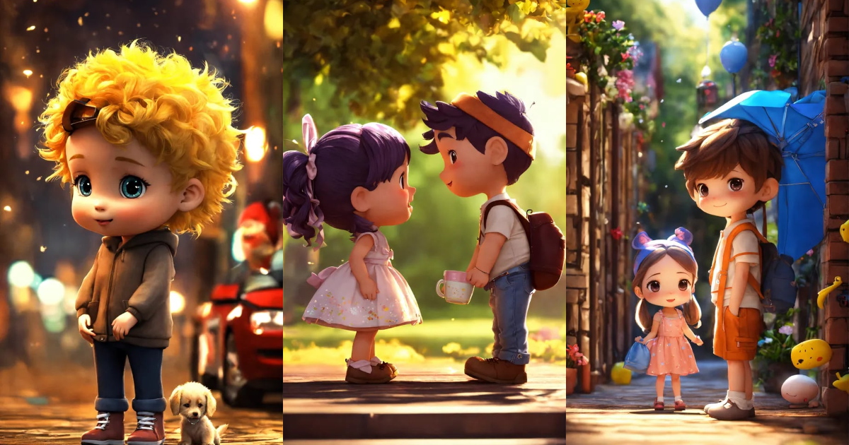 Lexica - Cute couples, 3d, animated, characters, adorable, so cute, cuteness overloaded, kids ...