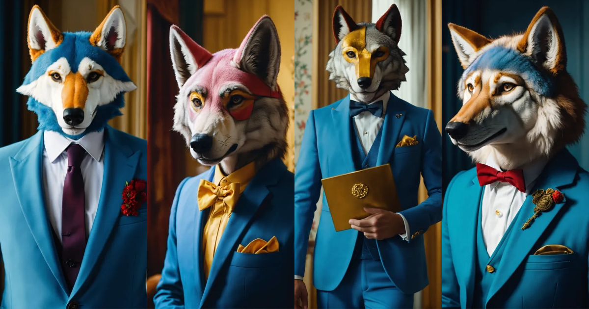 Lexica - Award - Winning Cinematic Still of wolf-Headed butler posing ...