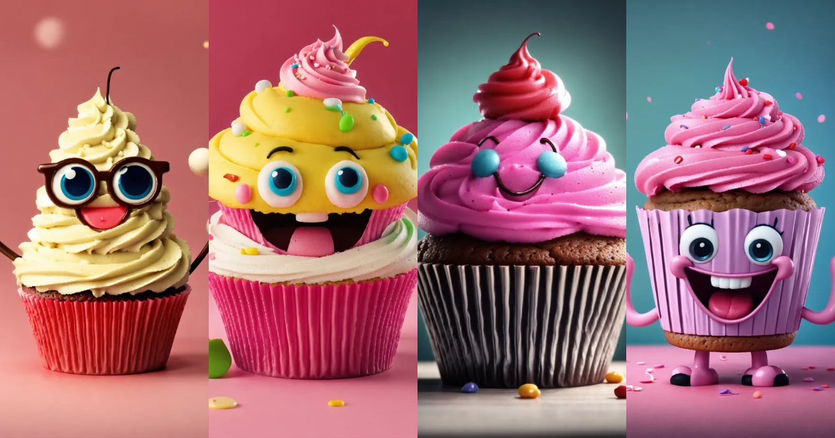 Lexica - A cupcake character is a portrait with arms and legs and a ...