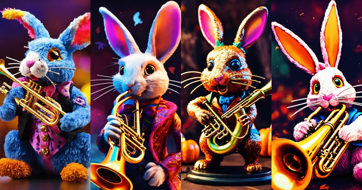 Lexica - An insane 3d toy halloween furry musical bunny playing trumpet ...