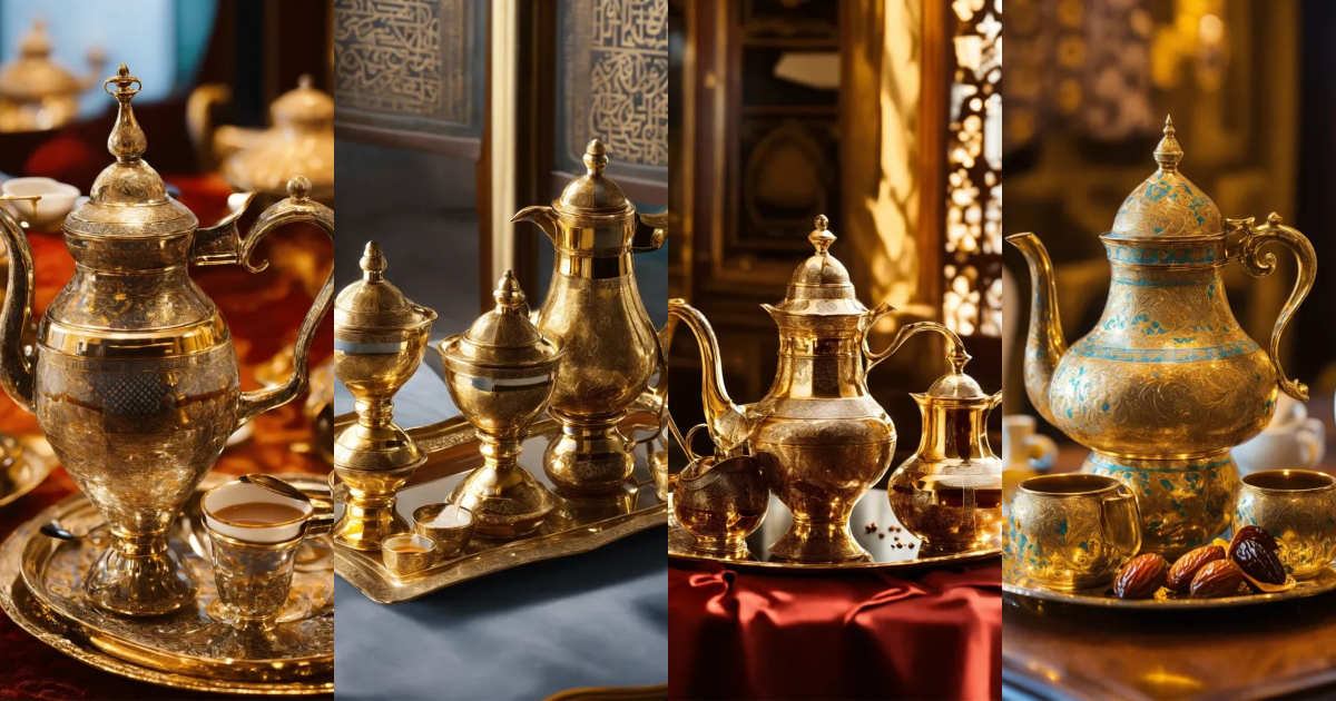 Lexica - Airplane Arabic coffee pot set with dates and laban on table ...