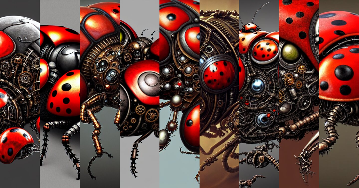 Lexica - Steampunk ladybug, biomechanical, very coherent symmetrical ...