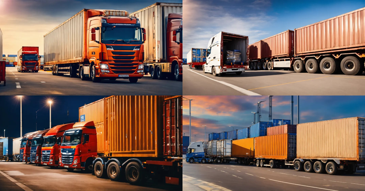 Lexica - Trucks with trailers at a checkpoint of a customs terminal ...