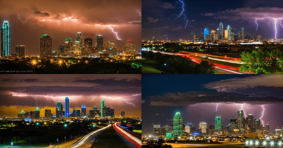 Lexica - Night photography of lighted downtown Dallas Texas Skyline ...