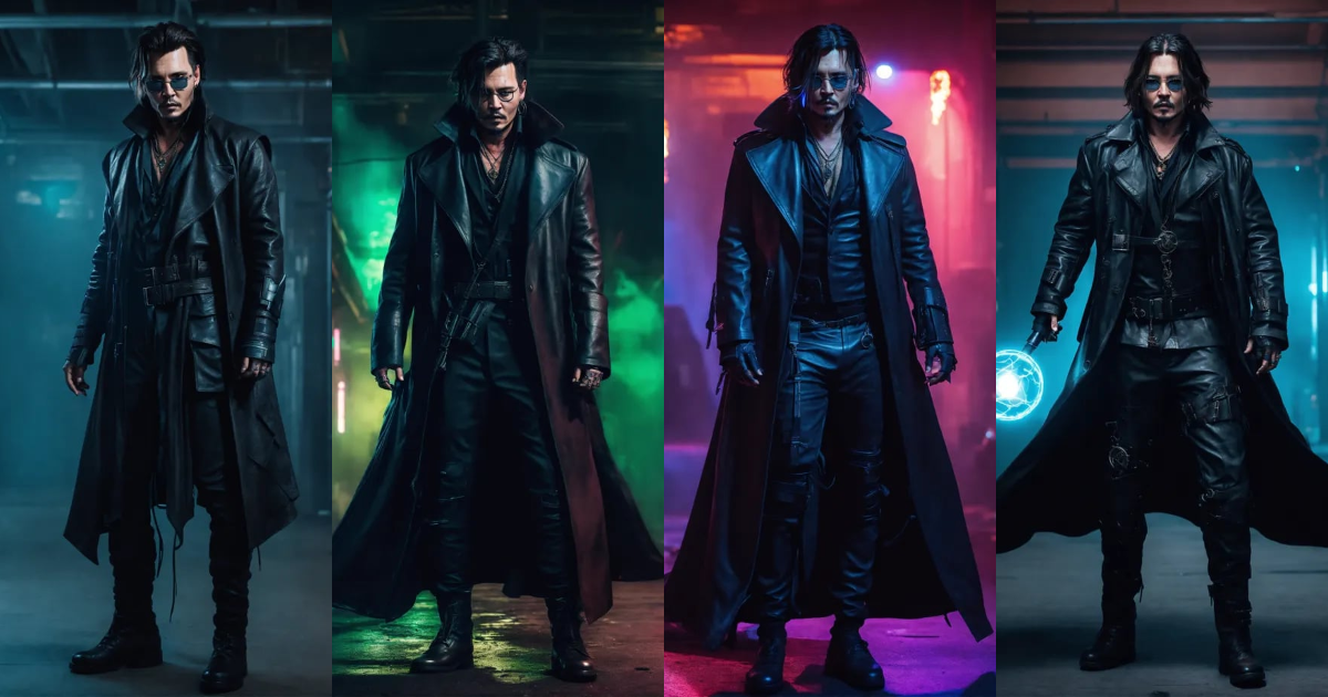 Lexica - Full body, evil Caucasian male cyberpunk wizard, black coat ...