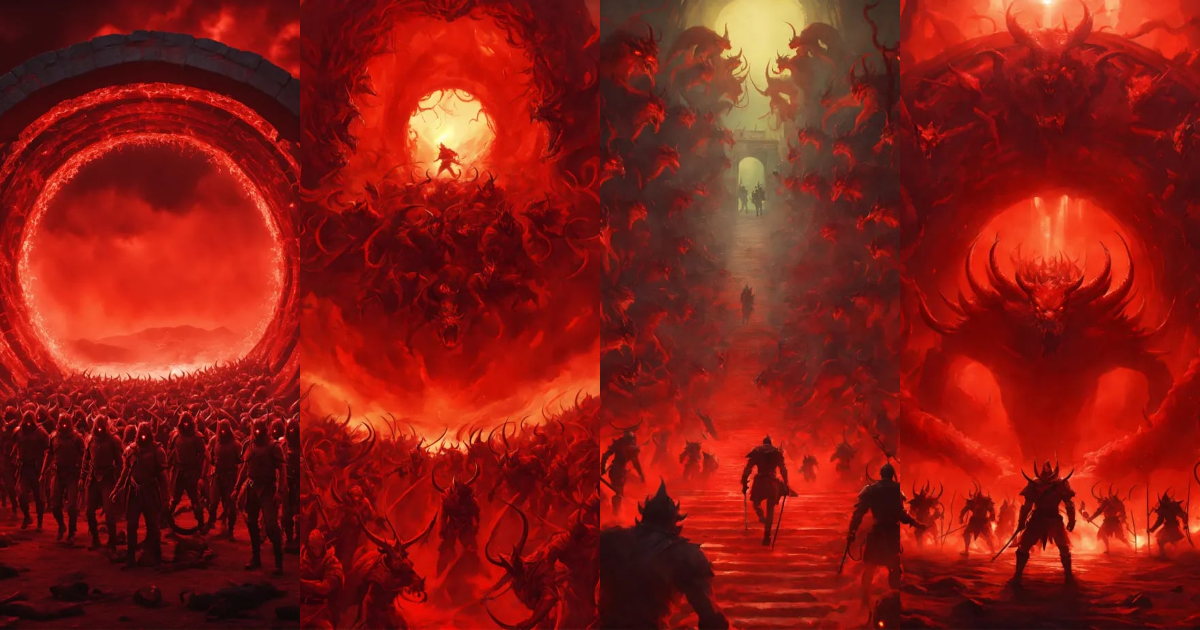 Lexica - An army of demons coming out of a red portal