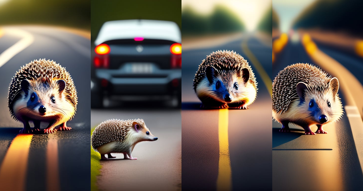 Lexica - A hedgehog is about to cross the road but remembers to stay ...