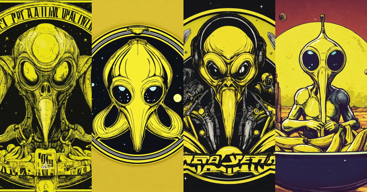 Lexica - Banana-eating alien logo