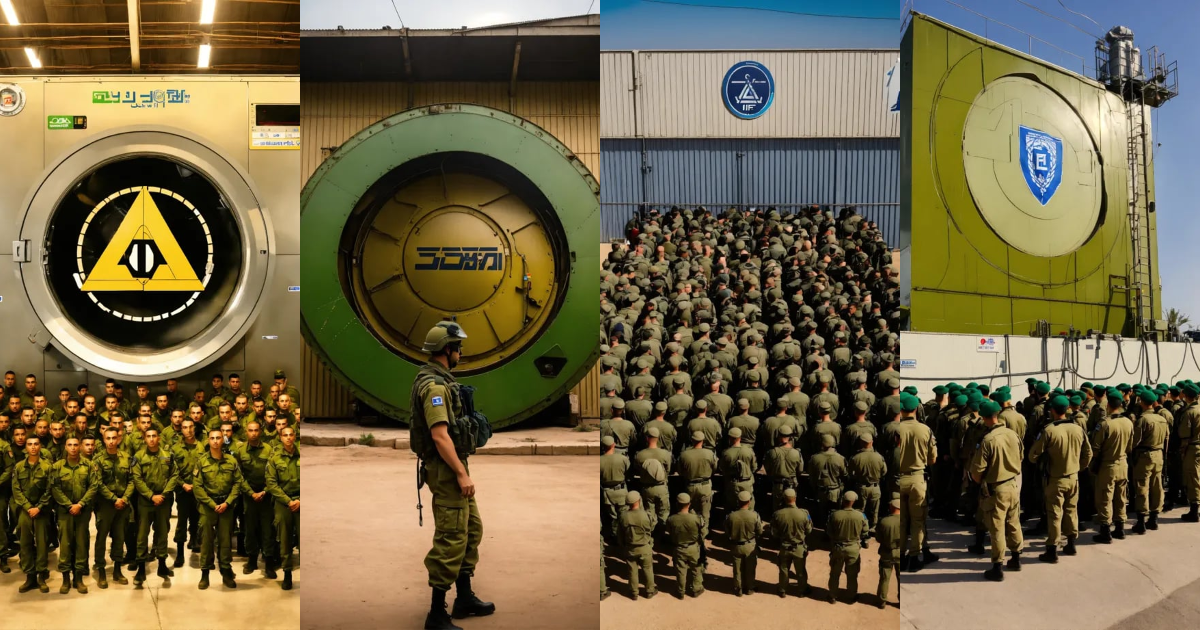 Lexica - Thousands of IDF soldiers stand in line in front of a very huge industrial washing ...