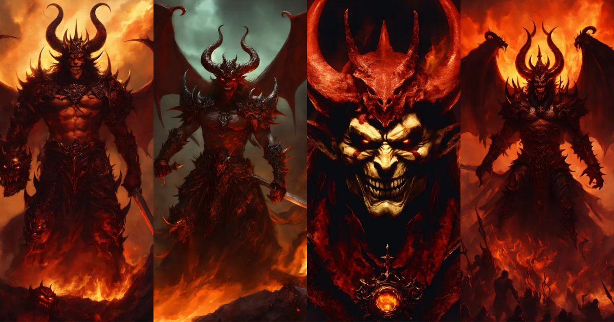 Lexica - Demon kings ruling over hell, sinister smile, evil grin