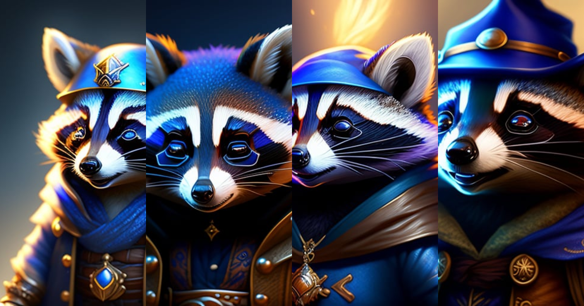 Lexica - Raccoon sorcerer, blue magic, cute, adorable, jean-baptiste ...