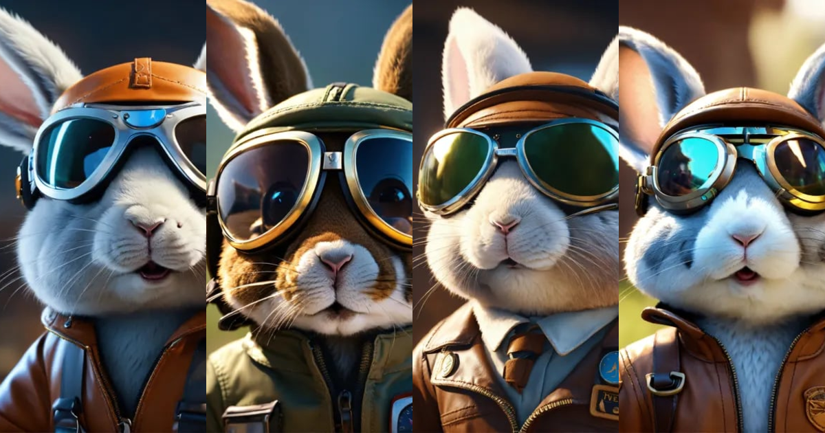 Lexica - A cute rabbit pilot wearing aviator goggles, unreal engine ...