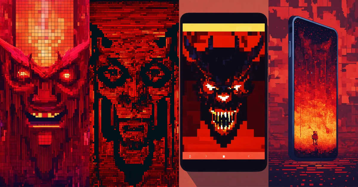 Lexica - Satan half into upside down into smart phone screen weeping ...