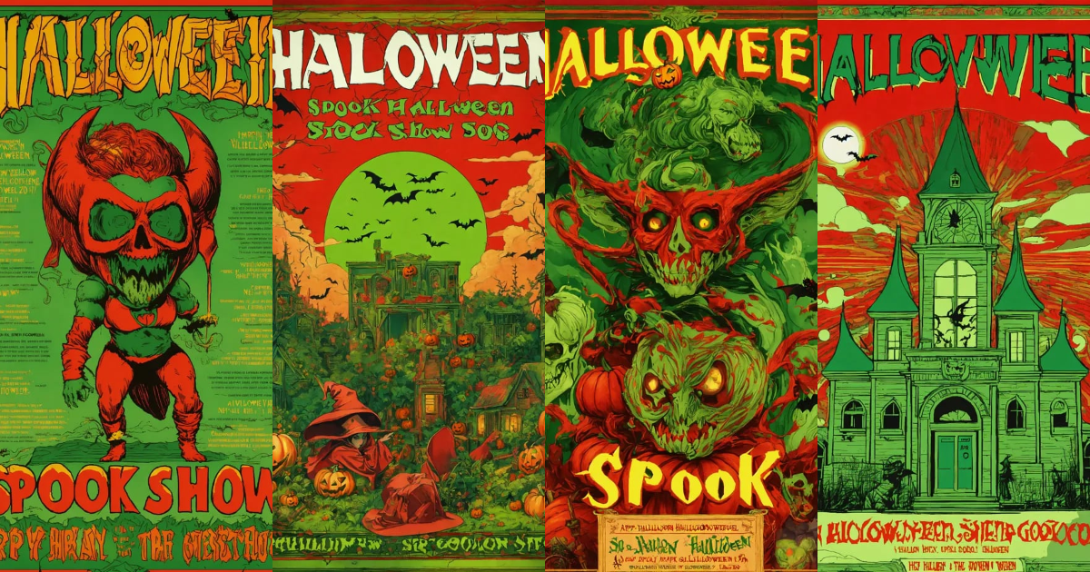 Lexica - Halloween spook show poster, in the style of revived historic ...