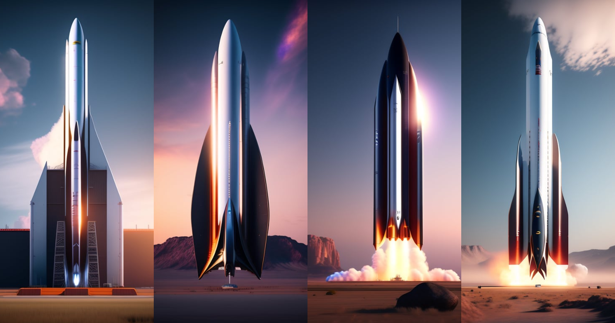 Lexica - Photograph of Spacex starship on top of heavy Falcon rocket ...