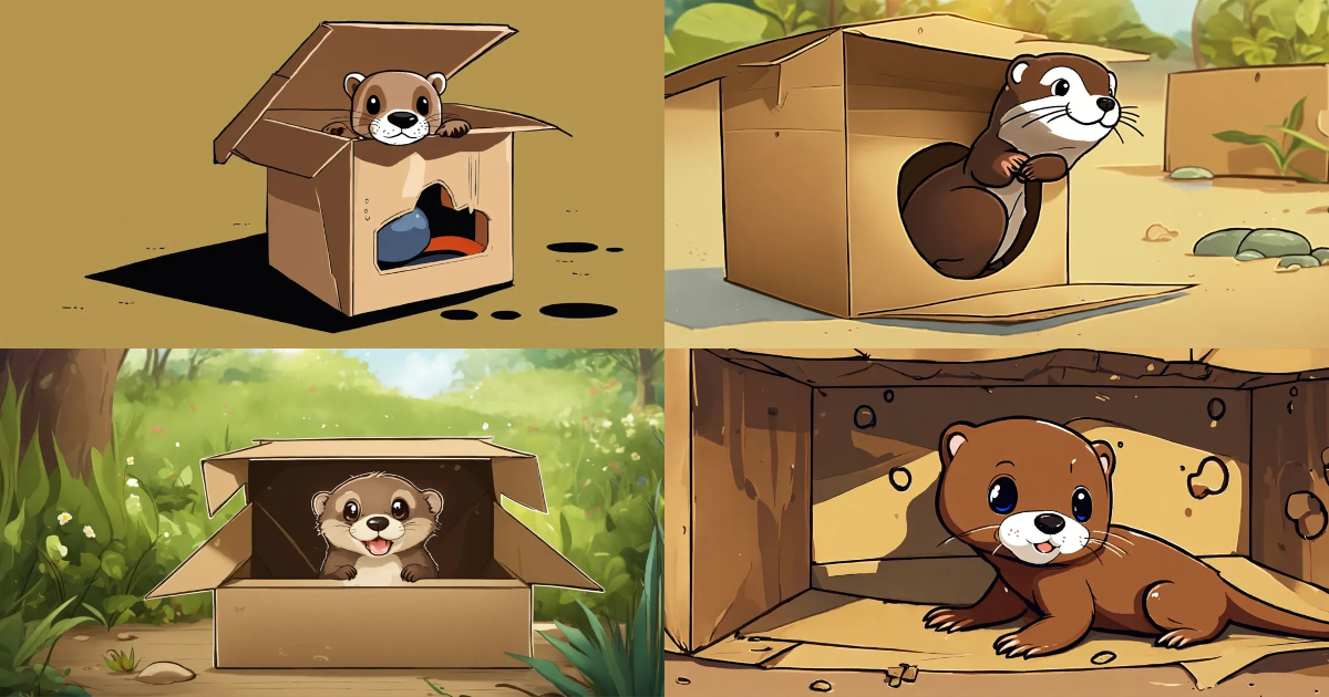 Lexica - A cute baby otter kept inside a cardboard box with air holes ...
