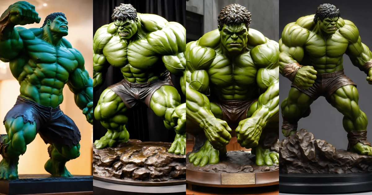 Lexica - A sculpture of beautiful hulk bronze on top of a base, ultra ...