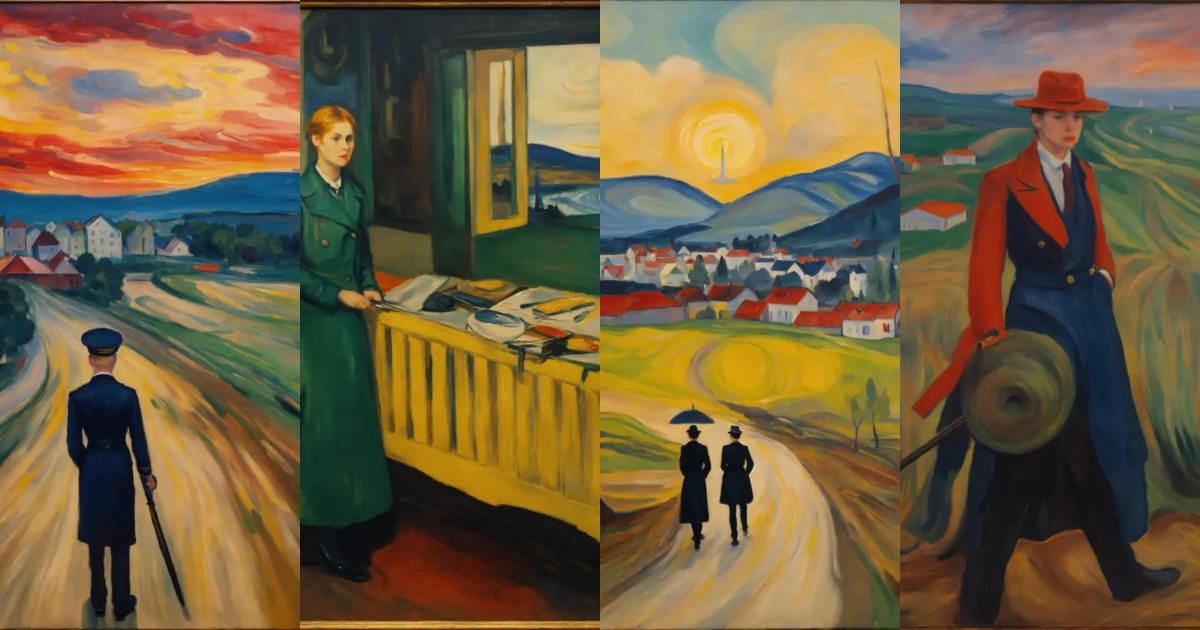 Lexica - Oil painting in the style of Edvard Munch on the theme of war