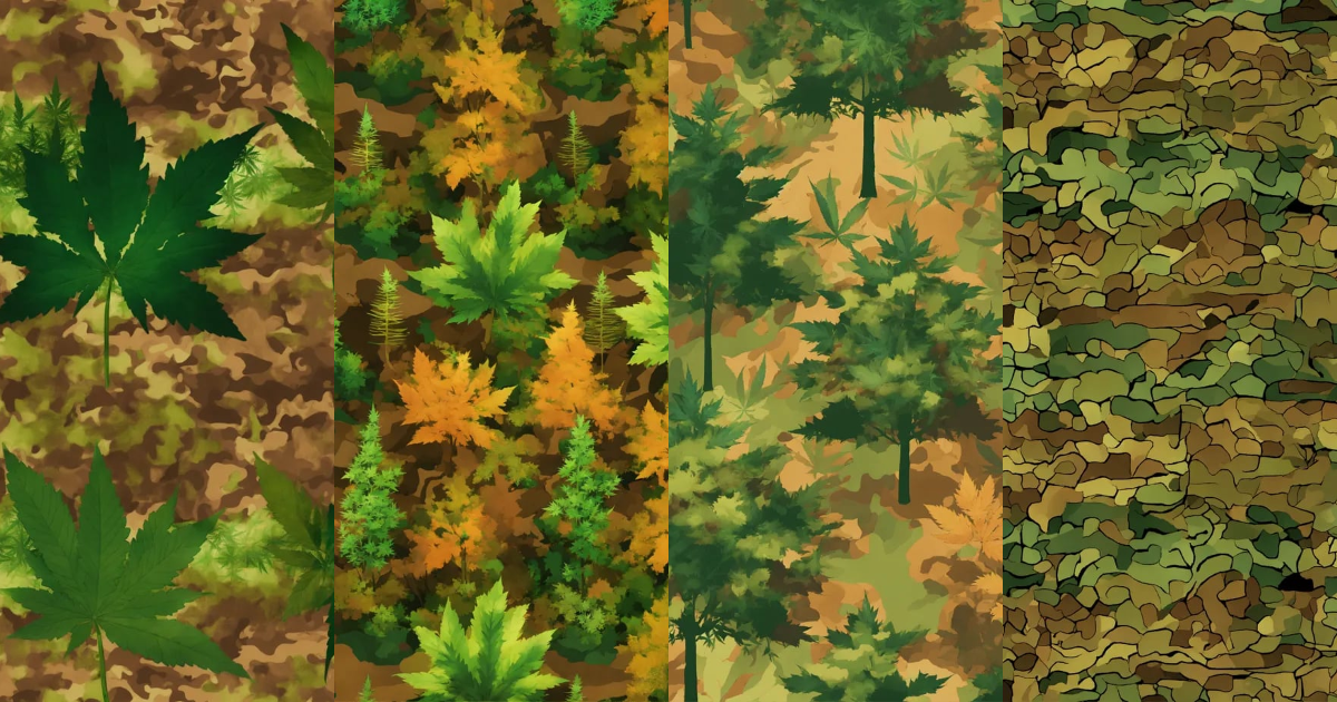 Lexica - Smoke, Weed, and tree camouflage pattern greens and browns