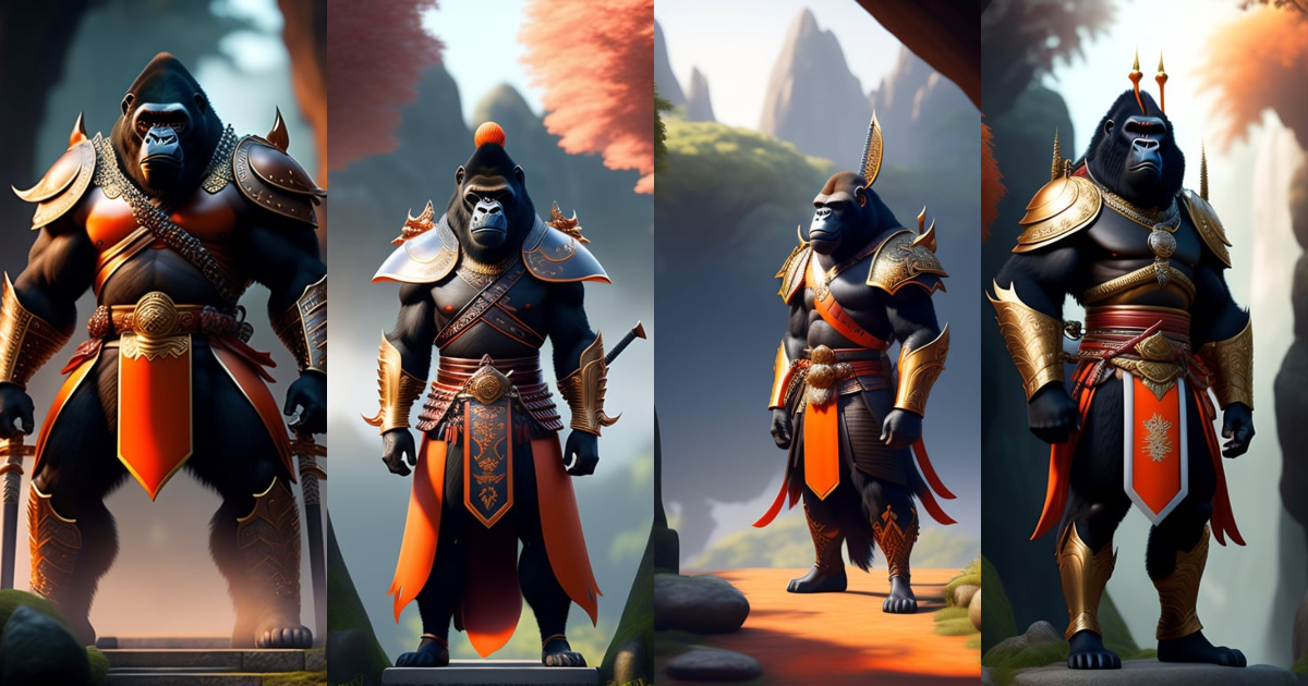 Lexica - A highly detailed matte painting of a Gorilla Samurai in full ...