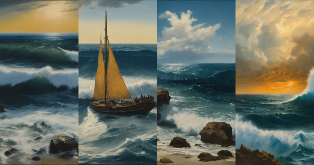 Lexica - The sea oil painting in style ansel adams, anna atkins ...