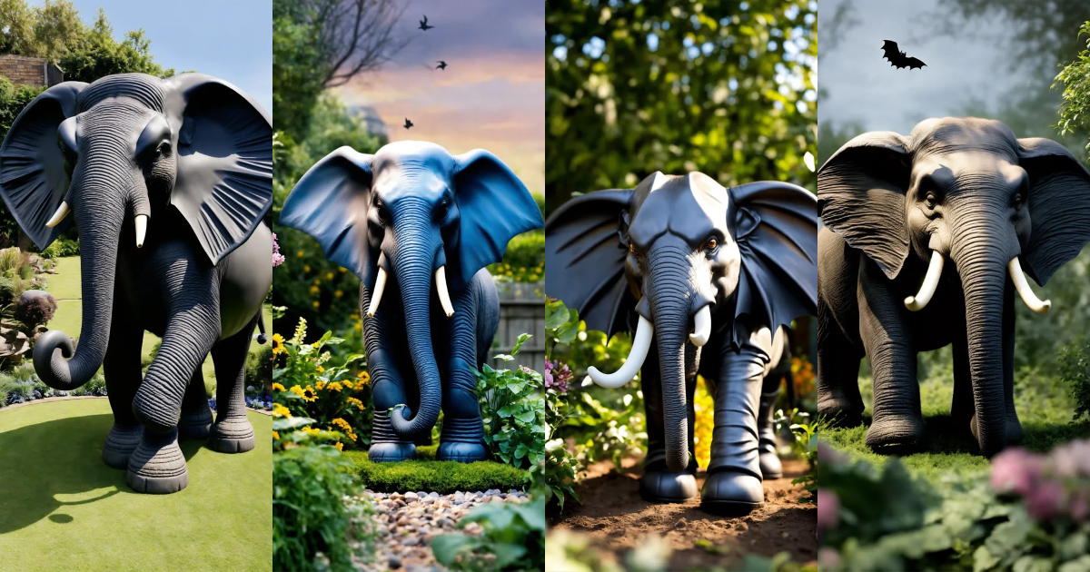 Lexica - Realistic, batman themed elephant, in the garden, amazing ...