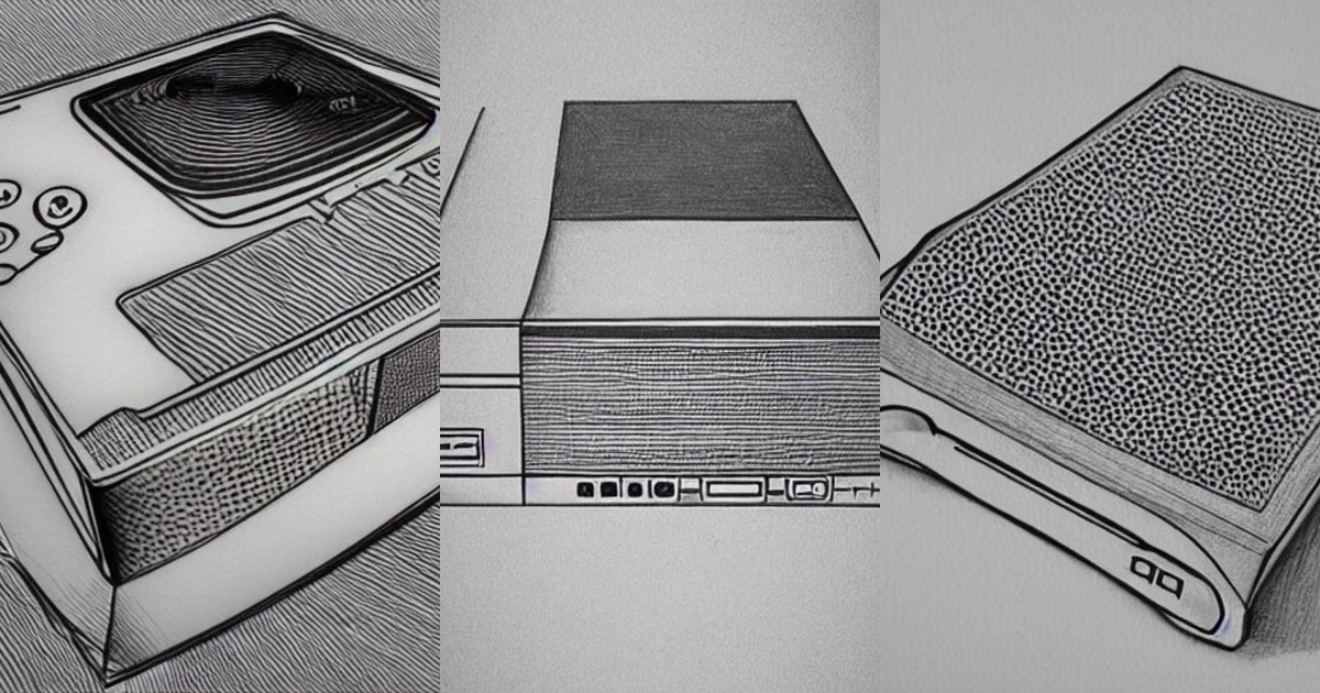 Lexica - A stylized detailed drawing of a first generation xbox, pencil ...