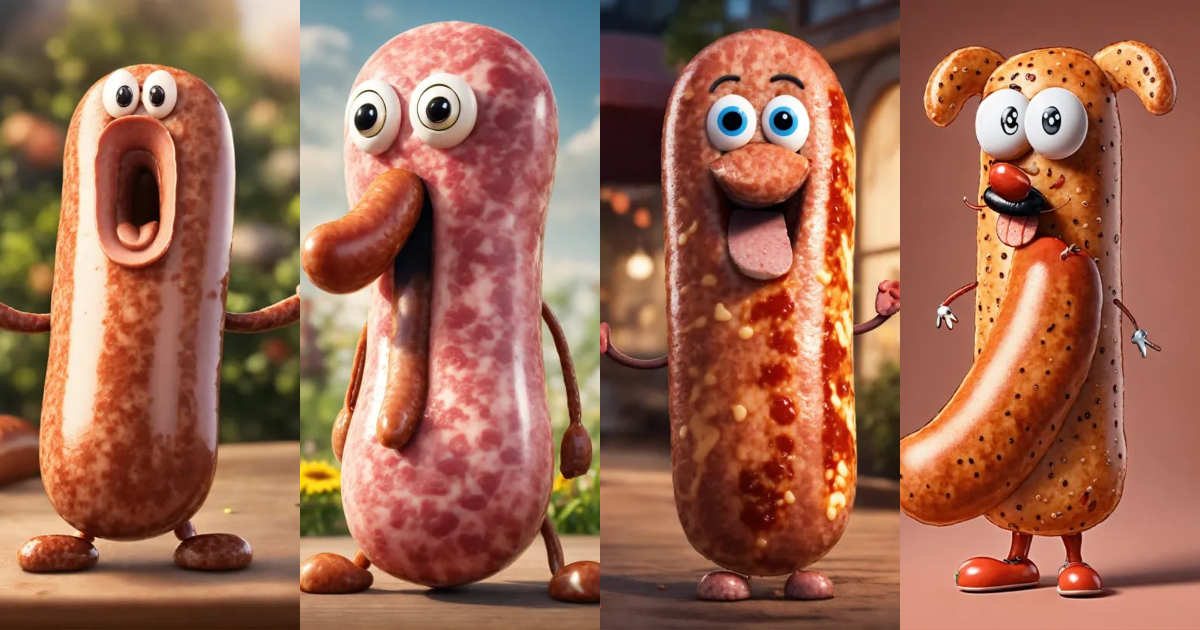 Lexica - Photorealistic sausage wearing a pyiama, funny, cartoon, 8k, q2