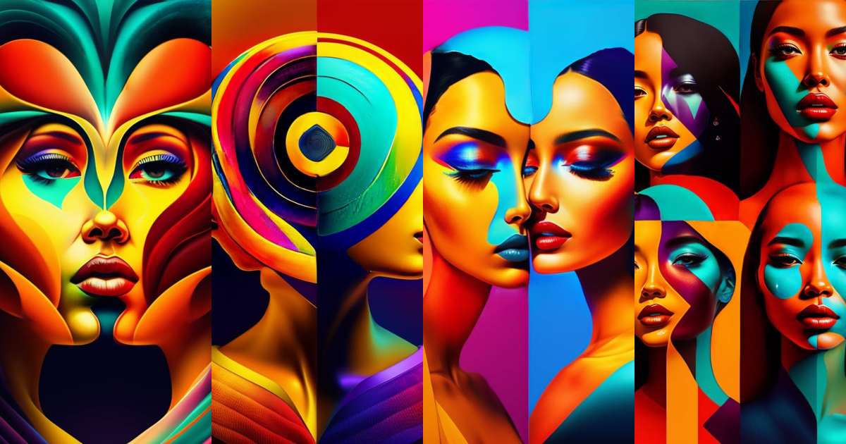 Lexica - Artwork of human-computer interaction beautifully created with symmetry and pop art style