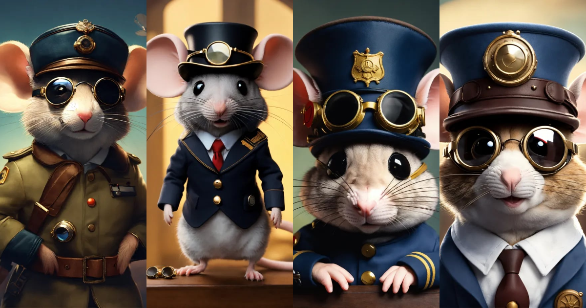 Lexica - A cute mouse pilot wearing navigator goggles and a top hat