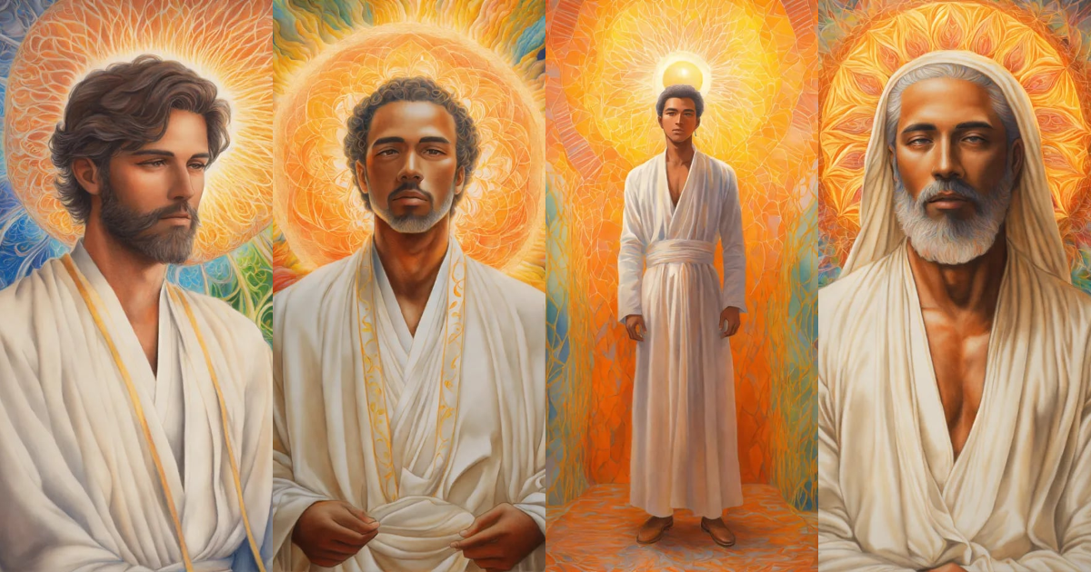 Lexica - Colored pencil drawing of an enlightened soul behind a man ...